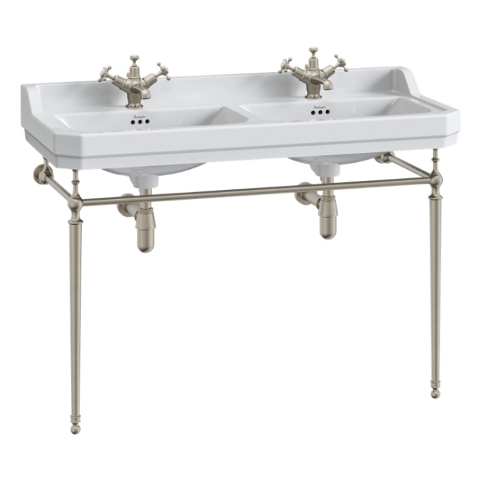 Burlington Edwardian 1200 Double Basin & Nickel Washstand